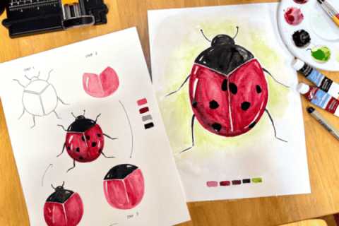 How to Paint a Watercolor Ladybug in 4 Easy Steps - Happy Hands Pottery ...